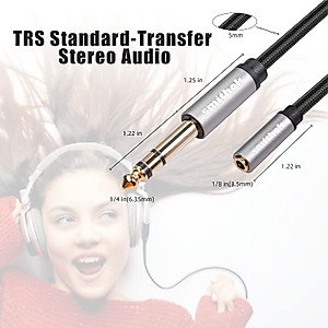 Smithok 2 Pack, 1/4 inch to 3.5mm Headphone Adapter TRS 6.35mm 1/4 inch Male to 3.5mm 1/8 inch Female Stereo Jack Audio Adapter for Amplifiers, Guitar, Keyboard Piano, Headphones - 12inch/30CM