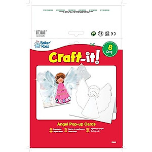 Baker Ross EX822 Christmas Angel Pop Up Cards - Pack of 8, for Children to Make and Embellish This Festive Season