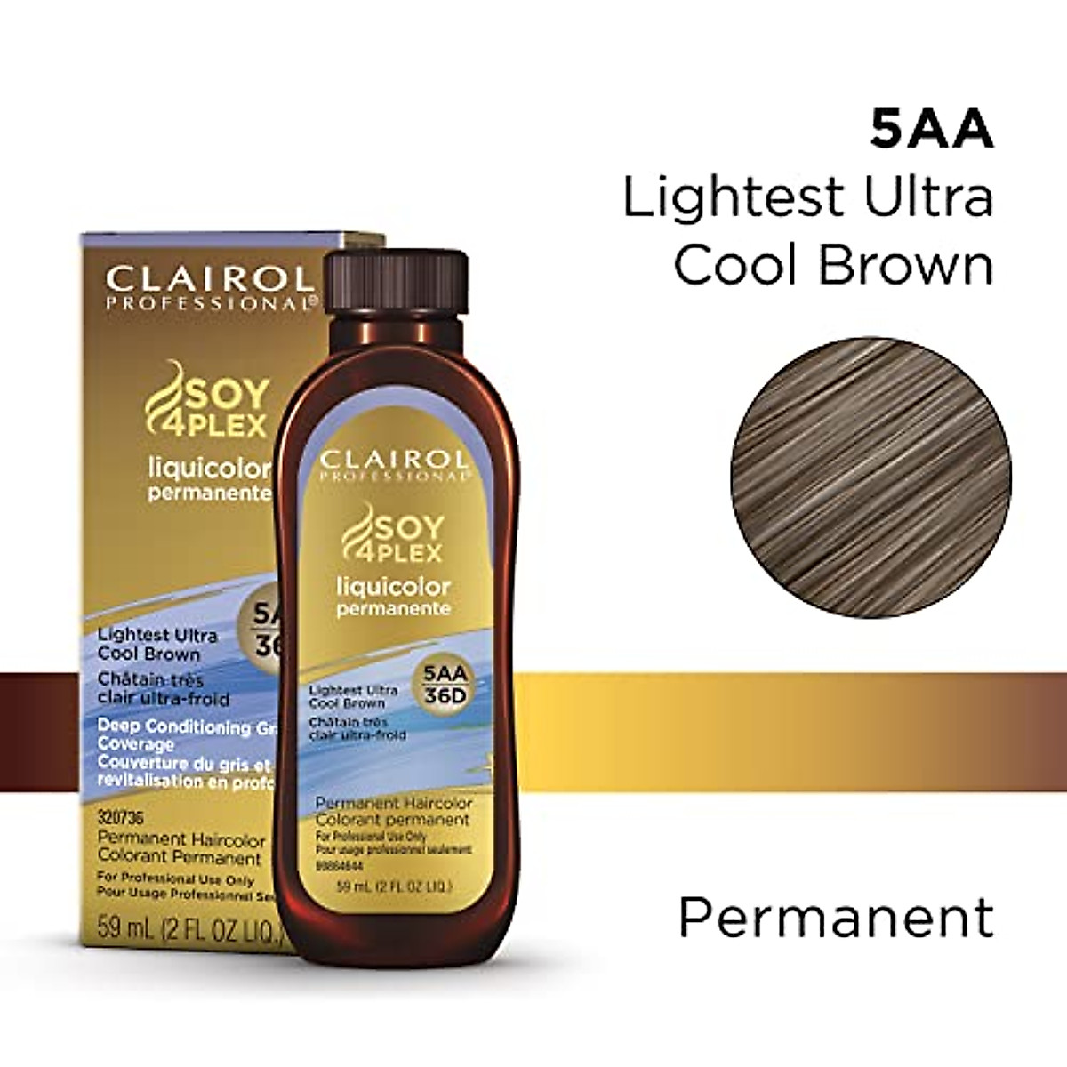 Clairol Professional Permanent Liquicolor for Dark Hair Color, 5aa Light Ultra Cool Brown, 2 oz