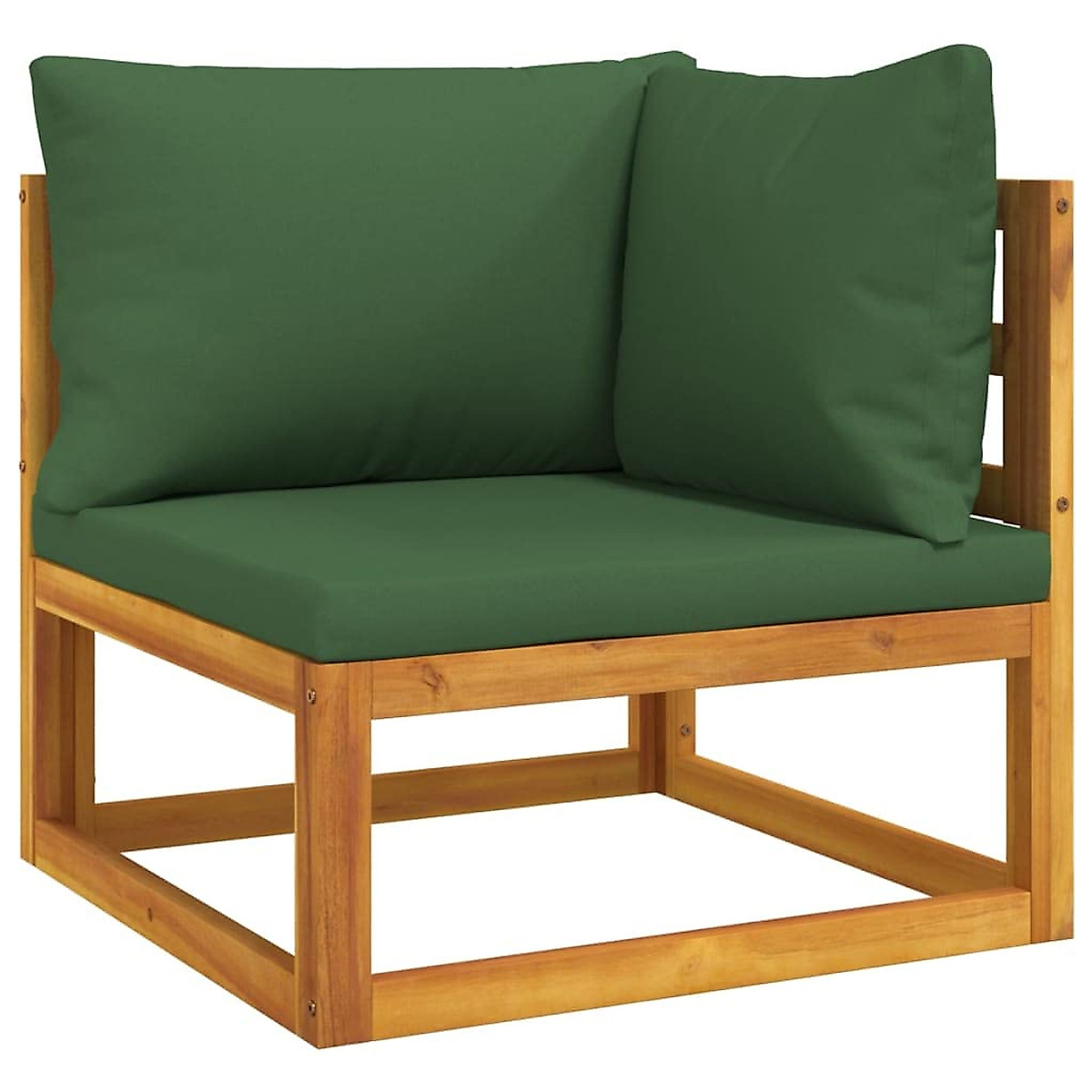vidaXL Sectional Corner Sofa with Green Cushions - Outdoor Patio Furniture, Solid Acacia Wood, Modular Design, Comfortable Seating, Easy Assembly, Maintains Vibrancy
