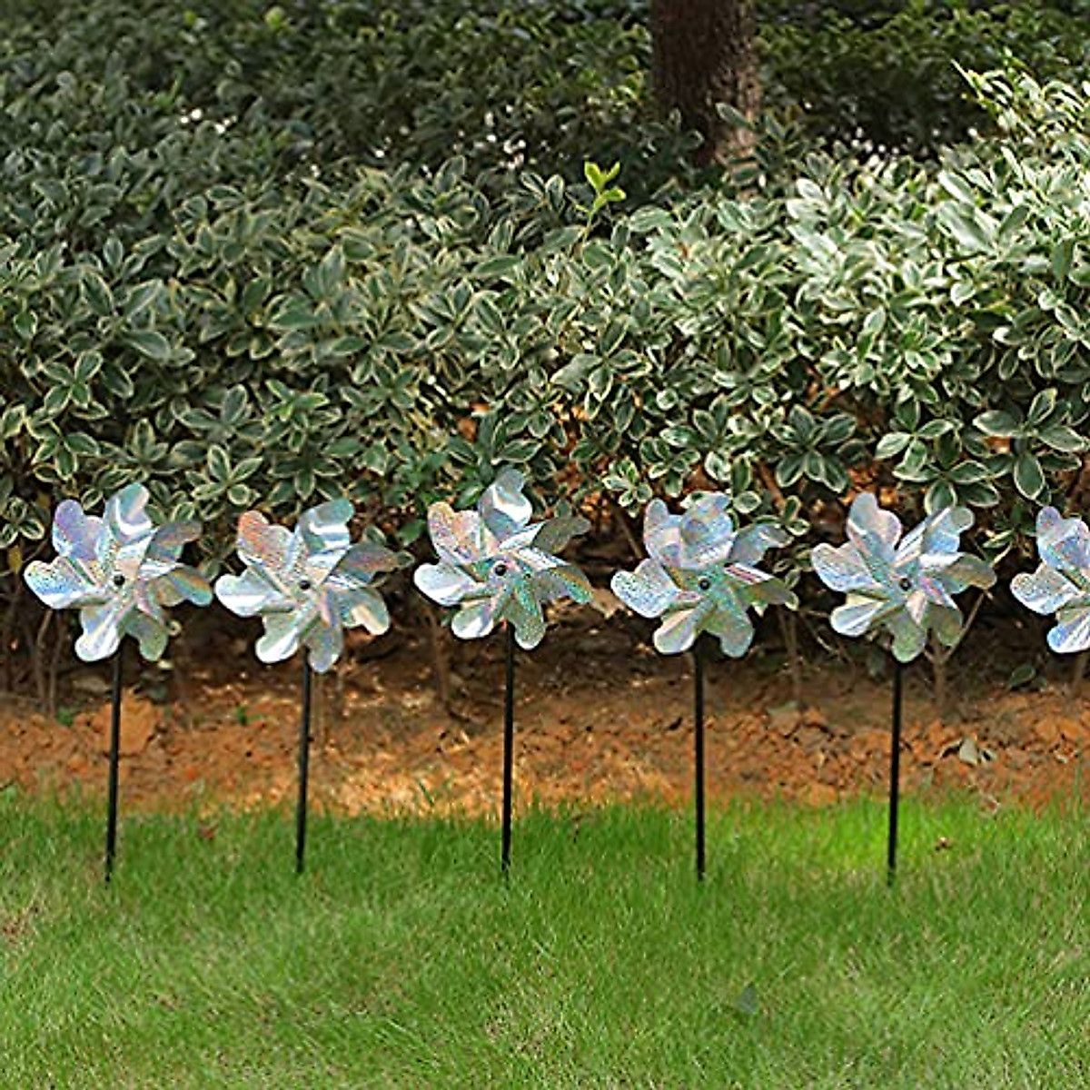 Happyyami 4pcs Reflective Pinwheels Birds Deterrent Bird Devices Bird Windmill High Reflection Pinwheels Bird to Keep Bird, Pigeons, Seagulls Away Garden, House