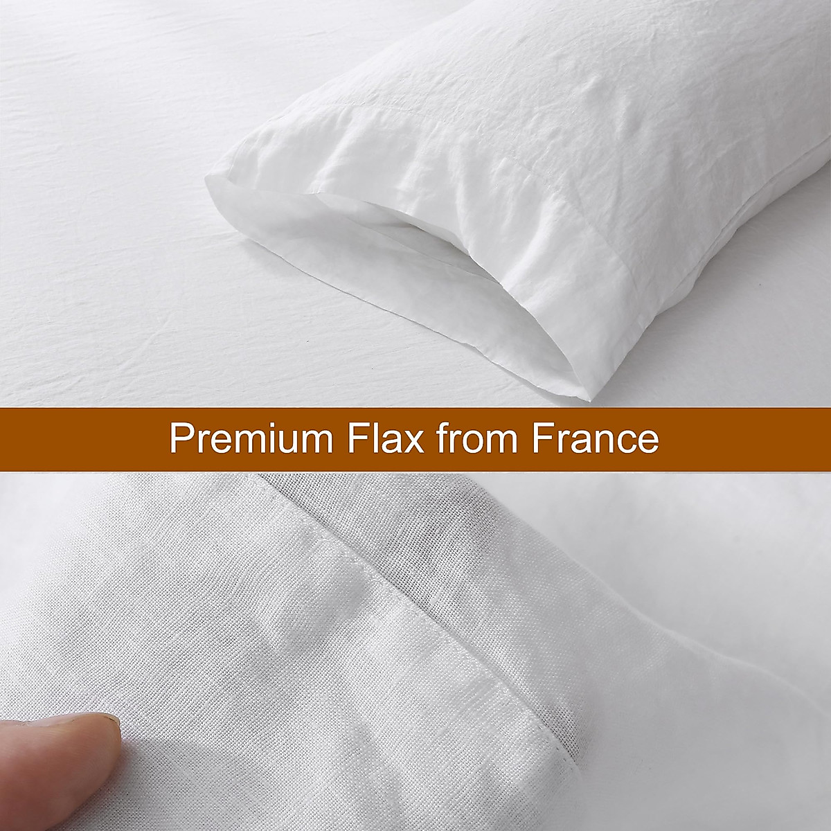Highland Feather® - 100% French Linen Duvet Cover Set - Queen Size - White