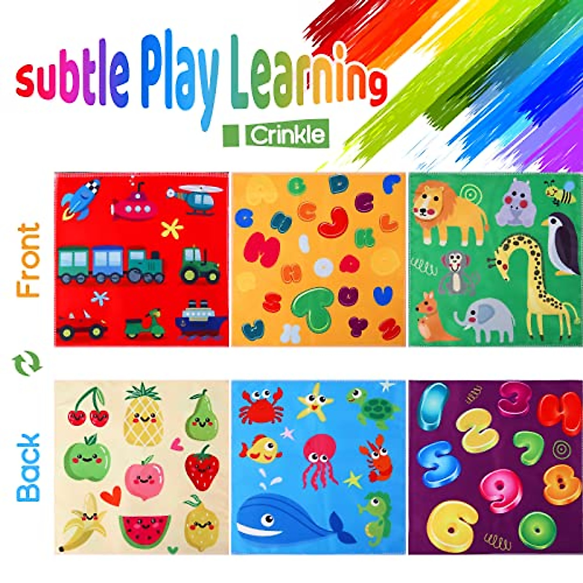 YOGINGO Baby Toys 6 to 12 Months - Baby Tissue Box Toy - Montessori Toys for Babies 6-12 Months, Soft Stuffed High Contrast Crinkle Infant Sensory Toys, Boys&Girls Kids Early Learning Toys Baby Gifts