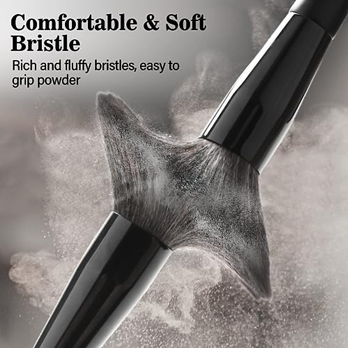 Professional Makeup Brush Set, LUXBRU 20PCs Makeup Brushes with Foundation Eyebrow Blending Concealer Blush Eyeshadow Contour Powder Brush, Make Up Brushes Kit with Travel Case & 2 Powder Puff-Black