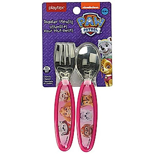 Playtex Mealtime Paw Patrol Utensils for Girls Including 1 Spoon and 1 Fork(Pack of 1)