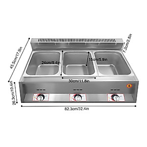 3-Pot Food Heating Pot, Gas/LPG Countertop Soup Warmer, Stainless Steel Cooking Heating Pot, Suitable for Households, Restaurants, Hotels, Banquet Halls, and Self-Service Restaurants.