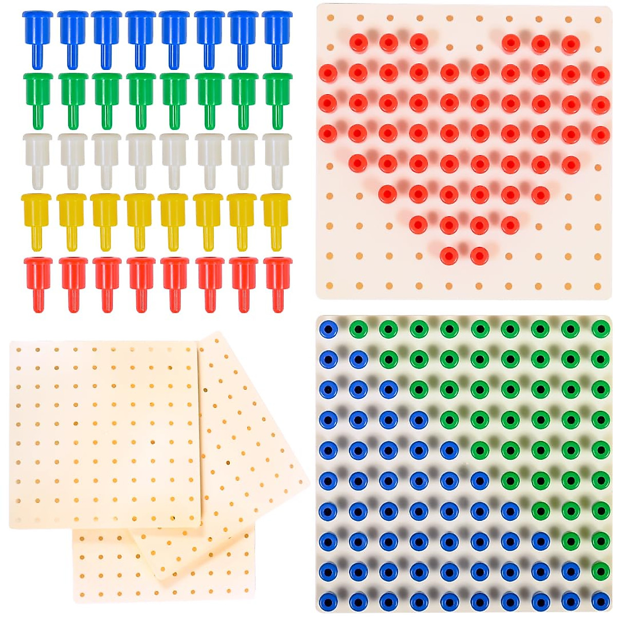 edxeducation Pegs and Peg Board Set - 1,000 Pegs + 5 Boards - Classroom, Occupational Therapy Resource - Fine Motor Skills Toy for Kids
