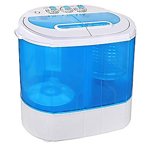 SUPER DEAL Portable Washer 9.9lb Mini Compact Twin Tub Washing Machine Baby Clothes Laundry Machine Top Load Spinning and Washing Combo 6.57 FT Inlet Gravity Drain Hose for Apartment Travel