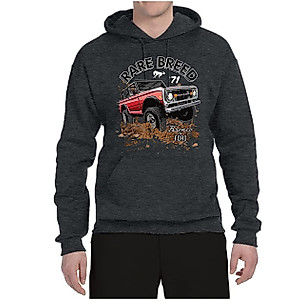 Wild Bobby Ford Rare Breed 71 Bronco Truck Classic Cars and Trucks Unisex Graphic Hoodie Sweatshirt, Heather Black, Large