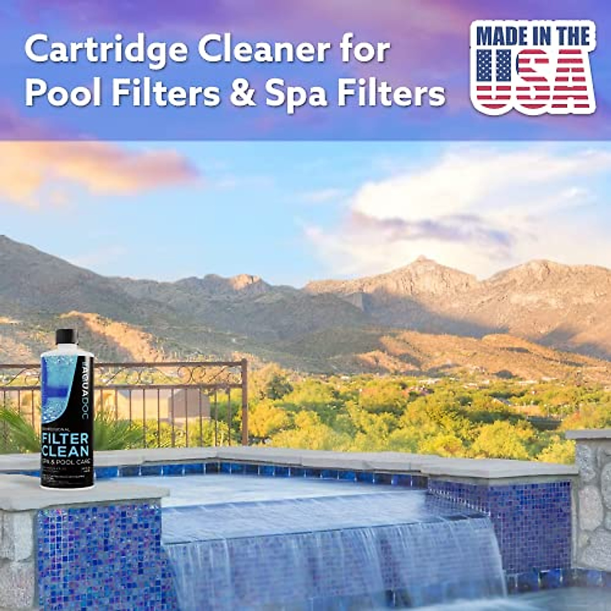 Hot Tub Filter Cleaner Soak, Pool Filter Cleaner & Pool Cartridge Cleaner - Spa Filter Cleaner Soak & Spa Filter Cleaning Solution for HotTub Cartridges. Easy to Use Filter Degreaser | AquaDoc 32oz