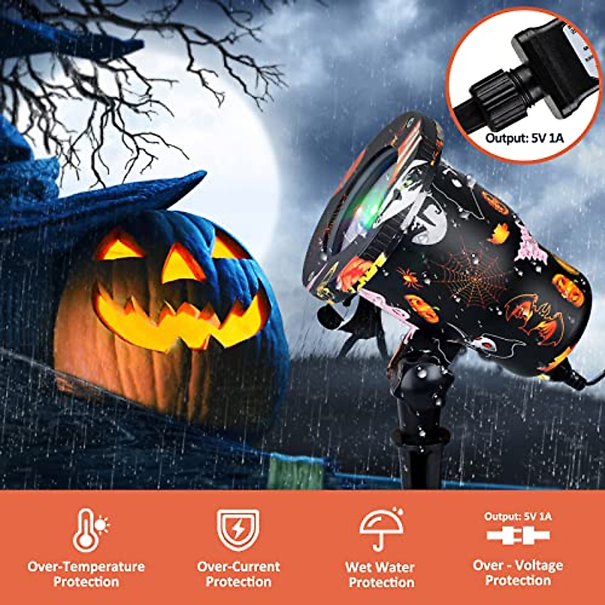 Halloween Projector Lights Outdoor Waterproof,Halloween Laser Lights with Remote Control,Halloween Decorations LED Lights with 8 Patterns for Patio, Garden, Wall,Gate,Halloween Decorations, Party.