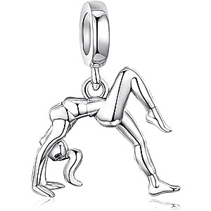 Bolenvi Authentic 925 Sterling Silver Charm Bead For Pandora & Similar Charm Bracelets or Necklaces (Gymnastics Gymnast Yoga Lovers)