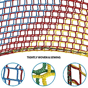 Toriexon Playground Safety Net 14.7' X 9.8', Double Layers Climbing Cargo Net for Kids, Multicolored Playground Net for Obstacle Training, Tree House, Back Yard etc.