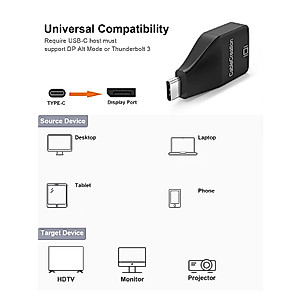 CableCreation USB C to DisplayPort Adapter 4K@60Hz, Male Type C to Female DisplayPort Adapter Compatible with iPhone 16 15 Pro/Promax/Plus, MacBook Pro Air, Steam Deck, iPad Pro, iMac, XPS, Galaxy