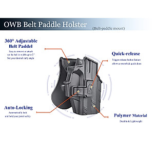 OWB Paddle Holster Compatible with Sig P365X(Not for P365X Macro/RomeoZero), Sig Sauer P365, Sig P365XL, Sig P365 SAS, Open Carry Gun Holster, Adjustable Cant, Quick Release - Right Handed