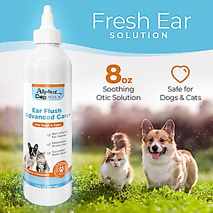 ALPHA DOG SERIES Advanced Ear Cleaner, Soothing Otic Solution (8 oz) – Reduces Itching, Odor & Wax Buildup – Safe for Dogs & Cats – W/Aloe & Vitamin E