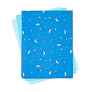 Moon and Stars Gift Wrap Tissue Paper for Bags, 3 Blue Colors (20x26 in, 60 Sheets)