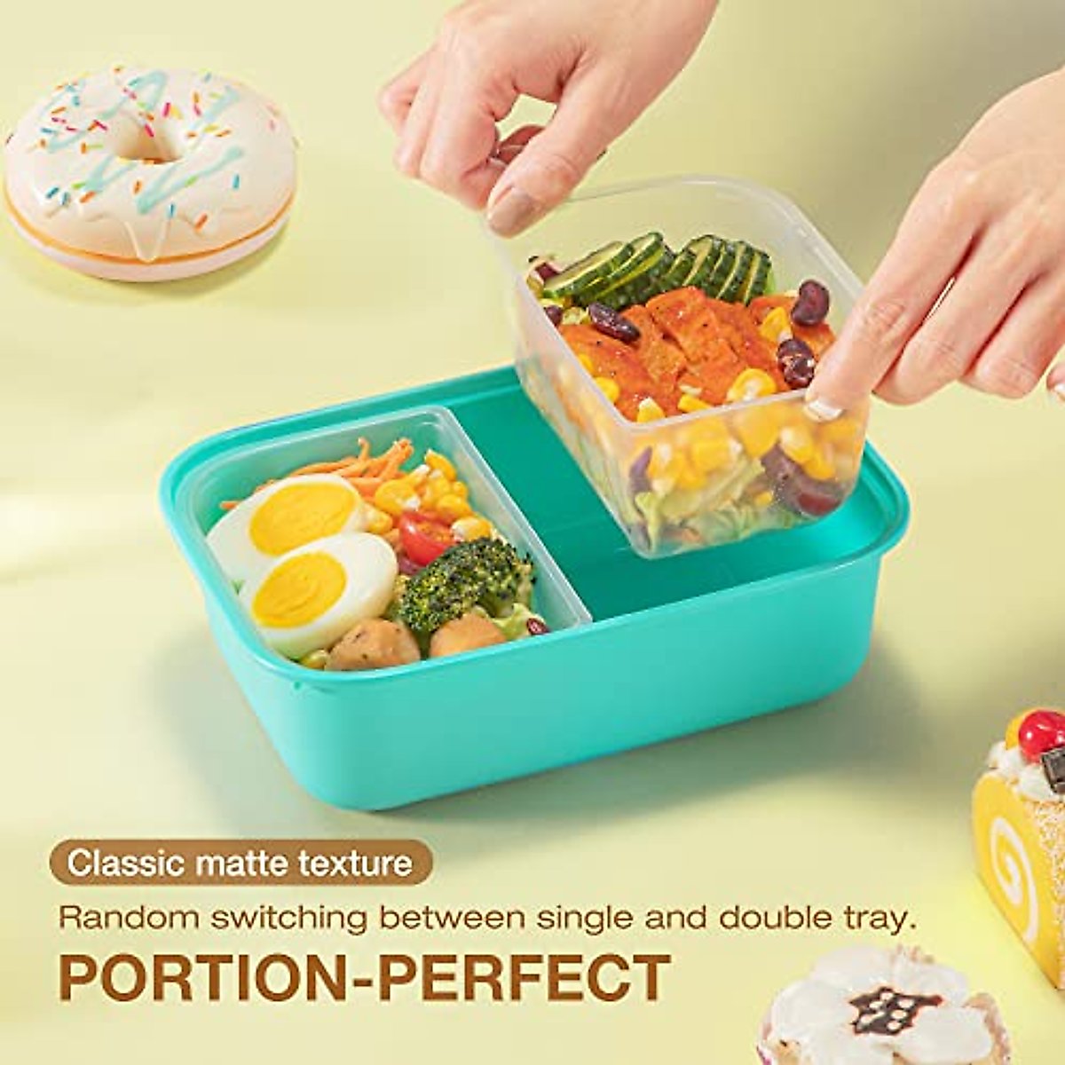 Glotoch Meal Prep Container, 38OZ 1 Compartment To Go Containers, Double Use As Divided Lunch Containers For Portion Control-Microwave&Freezer&Dishwasher Safe,BPA-Free,Reusable&Stackable,20 Pack,Green