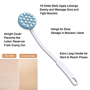 oneleaf Lotion Applicator and Massager – Handheld Long Handled Easy Reach Roll-On for Sunscreen, Cream, Shower Gel on Back, Legs and Feet