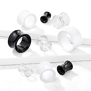 Pierced Owl Hollow Acrylic Double Flared Saddle Tunnel Plug Gauges, Sold As Pair (Clear, 10mm (00GA))