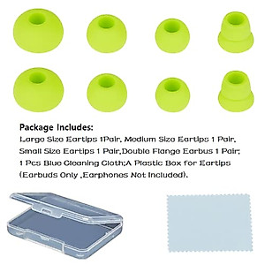Replacement Earbud Tips for Powerbeats 2 Silicone Earbud Tips Earbuds Set Compatible with Beats Powerbeats 3 Powerbeats 2 Wireless in-Ear Earphones,4 Pairs,Fluorescent Yellow