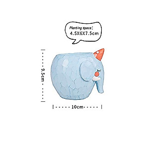 KEYUM Succulent Flower Pot Resin Plant Holder Garden Pot for Home Office Desk Flowerpot Bonsai Plants with Hole Potted Decor(Elephant)