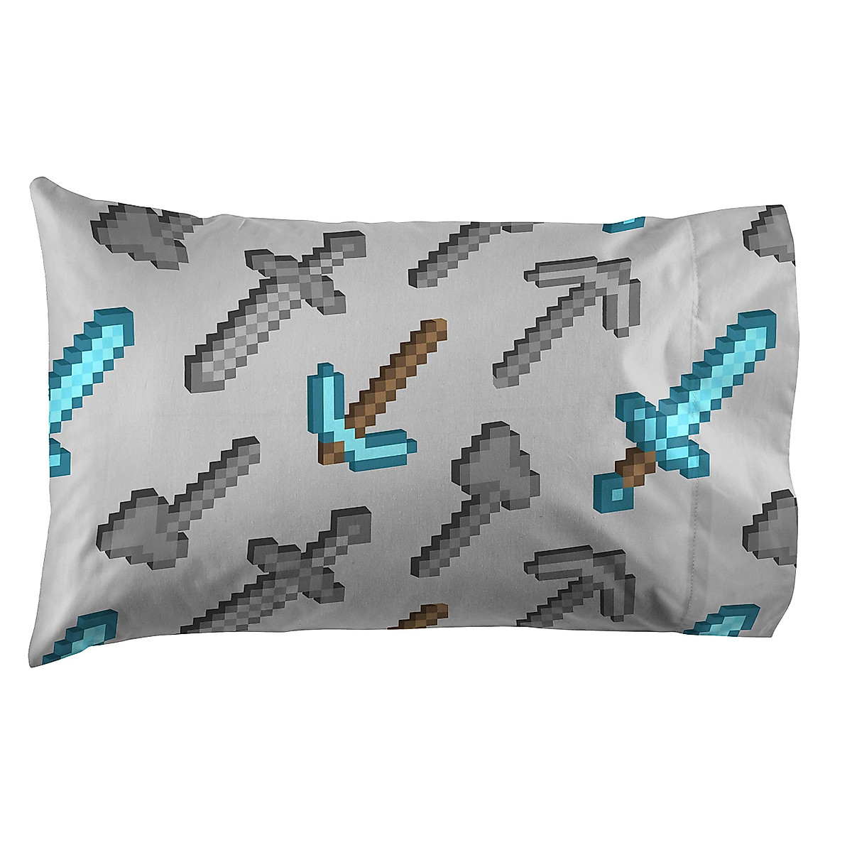 Jay Franco Minecraft Isometric 4 Piece Twin Bed Set - includes Comforter & Sheet Set - Bedding Features Creeper - Super Soft Fade Resistant Polyester - (Official Minecraft Product)