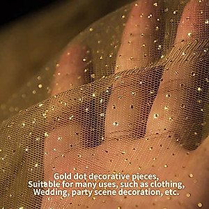 SHAYUAN 60" x 8 Yards Glitter Tulle Fabric Rolls for Bridal Veil Tutu Skirts Tulle Bolt Ribbons DIY Sewing Crafts Wedding Arch Bridal Showers Decoration Photography - Gold