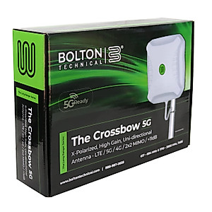 Bolton Technical Crossbow 5G Directional X-Polarised 2X2 MIMO Antenna, High Gain; 617-3800 MHz, 11 dBi Gain; (Twin HDF-195 Cable with SMA Connector)