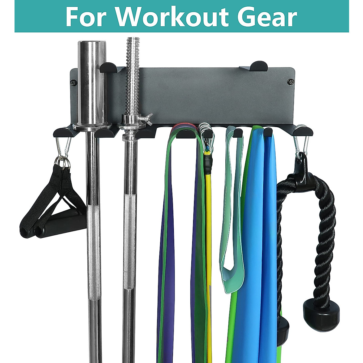 Alvade Home Gym Storage Rack, Barbell Rack Weight Room Organizer Prong Gym Equipment Storage Rack for Gym Accessories Like Fitness Bands,Resistance Bands,Straps,Foam Rollers,Barbell (double layer)