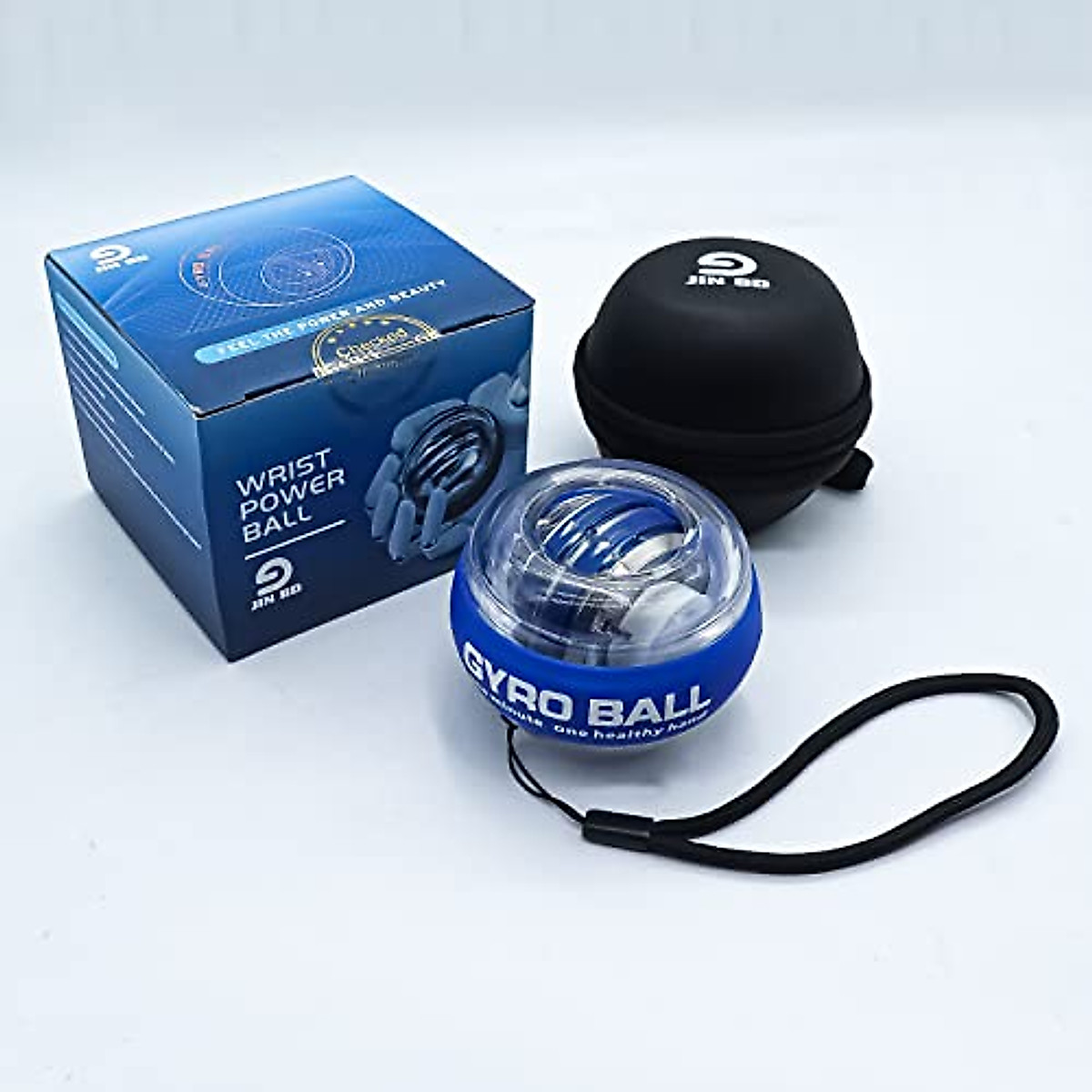 JIN BD Wrist Trainer Ball Auto-Start Strengthener Gyroscopic Forearm Exerciser Gyro for Strengthen Arms, Fingers, Bones and Muscles with LED light，blue
