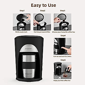 avigator Portable Coffee Maker, 12V Car Coffee Maker, Travel Coffee Maker for Driving Camping RV Outdoor, Americano Coffee Machine with 10oz Coffee Cup Auto Shut-Off（Sliver and Black）