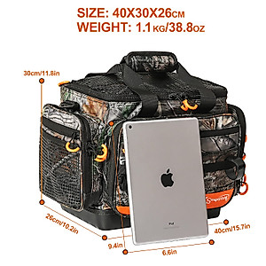 Sougayilang Fishing Tackle Bags Water-Resistant Fishing Tray Bags - Portable Fishing Organizer Shoulder Satchel - Suitable for 3600 3700 Tackle Box- Camouflage -Standard Bag