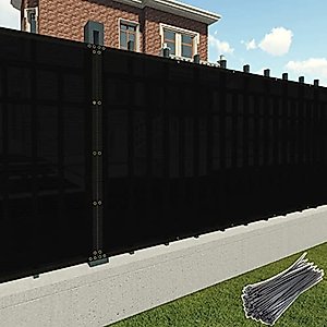 Patio 5' x 12' Fence Privacy Screen Black Commercial Grade Mesh Shade Fabric with Brass Gromment Outdoor Windscreen Zipties