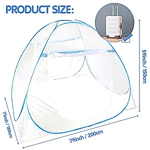 Tatuo Mosquito Net for Bed Portable Folding Net Bed with Bottom Pop up Mosquito Net Tent for Indoor and Outdoor Use Mosquito Netting for Adults Trip Camping Travel Home(78.7 x 70.8 x 59 Inch)