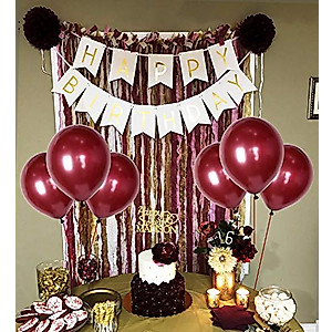 100pcs 12" Burgundy Latex Balloons Wine Red Pearl Balloons Decorations Great for Birthday Bachelorette Party Supplies Decorations