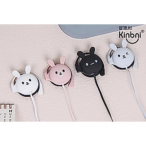 QearFun Bunny Earbuds for Kids with Ear Hooks, Kawakii Wired Over Ear Headphones Earphones Gifts for School Girls and Boys with Microphone & Ear Loops Pink