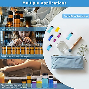 Njvial 36Pcs 15ml Small Amber Glass Vials with Lids Lab Sample Vials Empty Refillable Perfume Travel Mini Glass Bottles with Screw Caps for Essential Oils