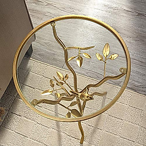 FirsTime & Co.® Gold Bird and Branches Outdoor Tripod Table, American Crafted, Metallic Gold, 14 x 14 x 24 ,
