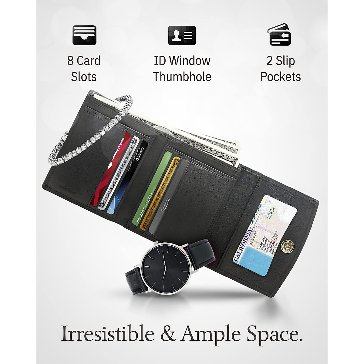 Access Denied REAL LEATHER Small Wallets For Women - Compact Ladies Credit Card Holder With Coin Purse RFID Holiday Gifts For Her