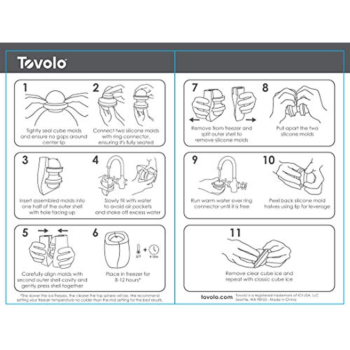 Tovolo Seamless Sphere Ice System, Compact, 2.5 Inch Crystal Clear Spheres - Set of 4 Molds,Black