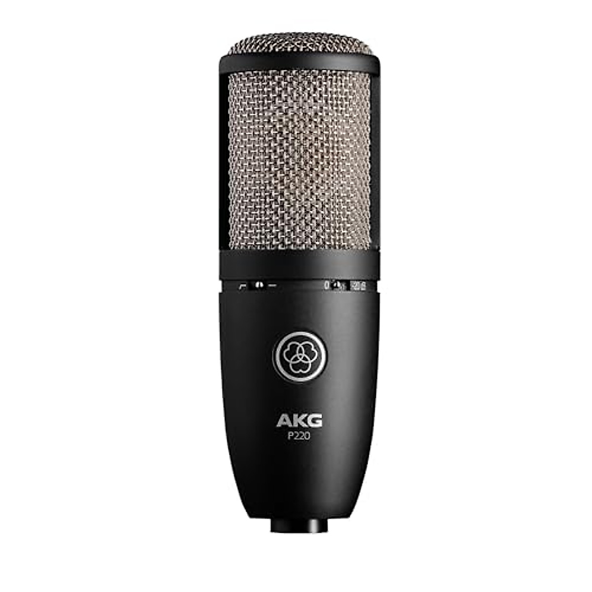 AKG Pro Audio P220 High-Performance Condenser Microphone, Great for Vocals, Guitar, Brass. XLR Connector, Black