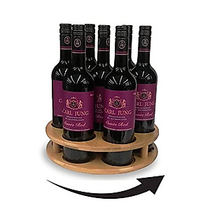 7 Bottles Capacity Coffee Syrup Rack- Rotating Syrup Bottle Holder Organizer- Kitchen Rack and Cobinet- Tabletop Freestanding Wine Rack- Lazy Susan for Bottle of Wine, Oil, Sauce, Alcohol