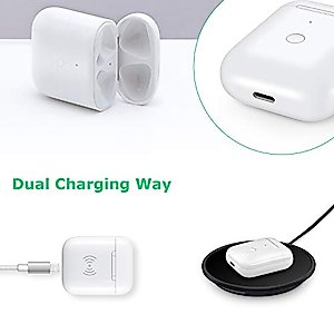 Wireless Charging Case Compatible with AirPods 1 2，Air pods Charger Case Replacement with Bluetooth Pairing Sync Button，no Aipods