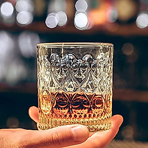 Old Fashioned Whiskey Glasses - Rocks Glasses in Gift Box, Bourbon glass set, Old Fashioned Glass and Scotch Glasses for Men, Whiskey Glass for Cognac, Whisky, Liquor and Cocktail.. (Circle - 2 pcs)