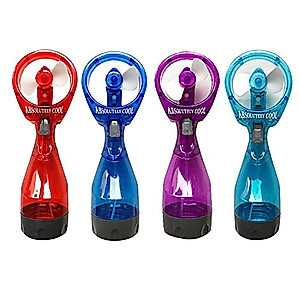 P&F Pack of 4 Water Mist Spray Bottle Fan Portable Handheld Mister Battery Operated- Color Randomly