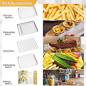 CHEFJOY 21 QT Air Fryer Toaster Oven Combo, 1800W Electric Digital Countertop Convection Oven w/ 360°Circulation, LCD Display, 8-in-1 Air Fryer, Toast, Thaw, Dehydrate, w/ 5 Accessories & Recipe