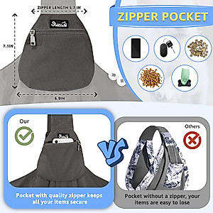 SlowTon Dog Carrier Sling - Thick Padded Adjustable Shoulder Strap Dog Carriers for Small Dogs, Puppy Carrier Purse for Pet Cat with Front Zipper Pocket Safety Belt Machine Washable (Grey L)