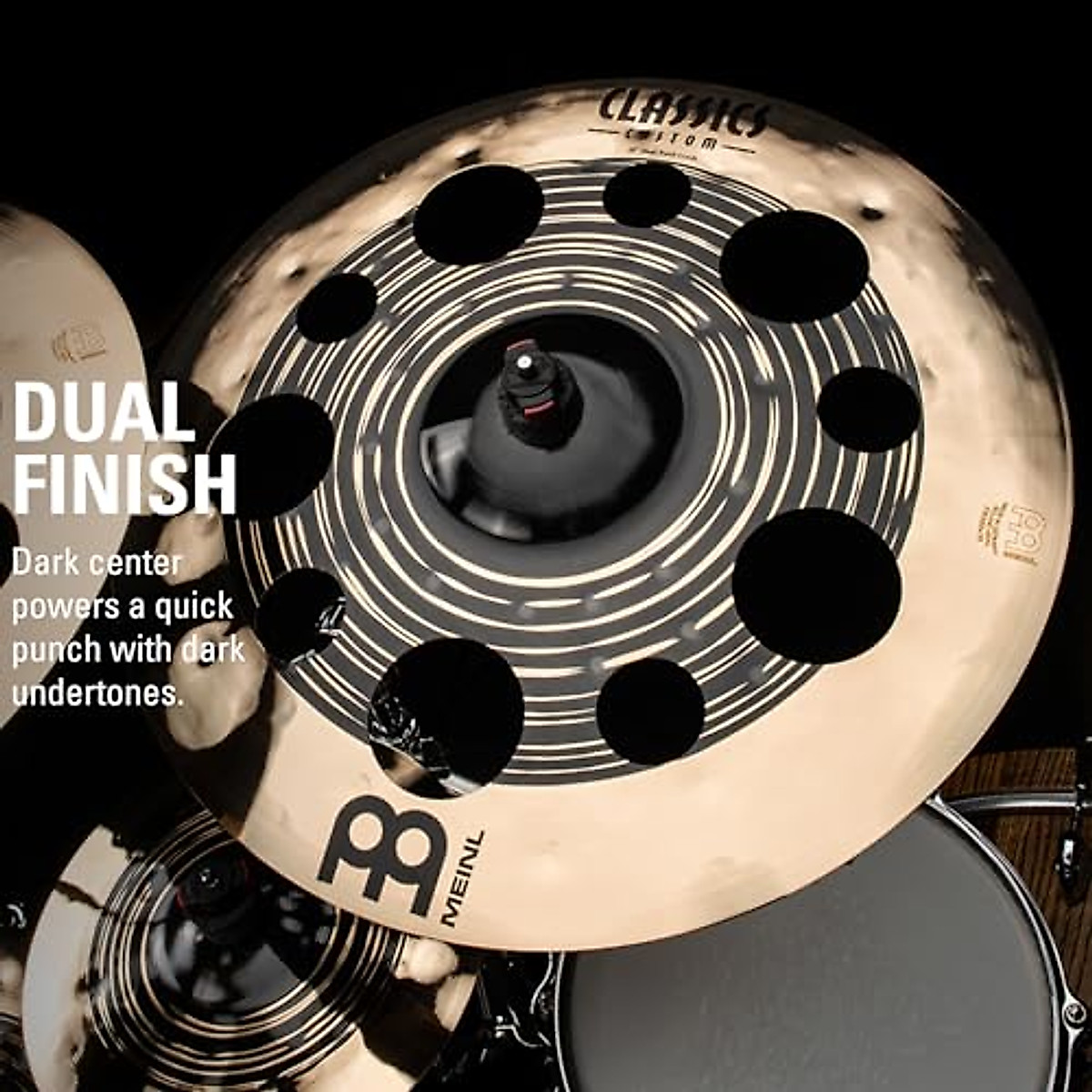 Meinl Cymbals Classics Custom Dual 18" Trash Crash Cymbal for Drum Set, Dark/Brilliant — Made in Germany — B12 Bronze, 2-Year Warranty (CC18DUTRC)