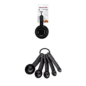 KitchenAid KE058OHOBA Classic Measuring Cups, Set of 4, Black/BlackandKitchenAid Classic Measuring Spoons, Set of 5, Black/Black